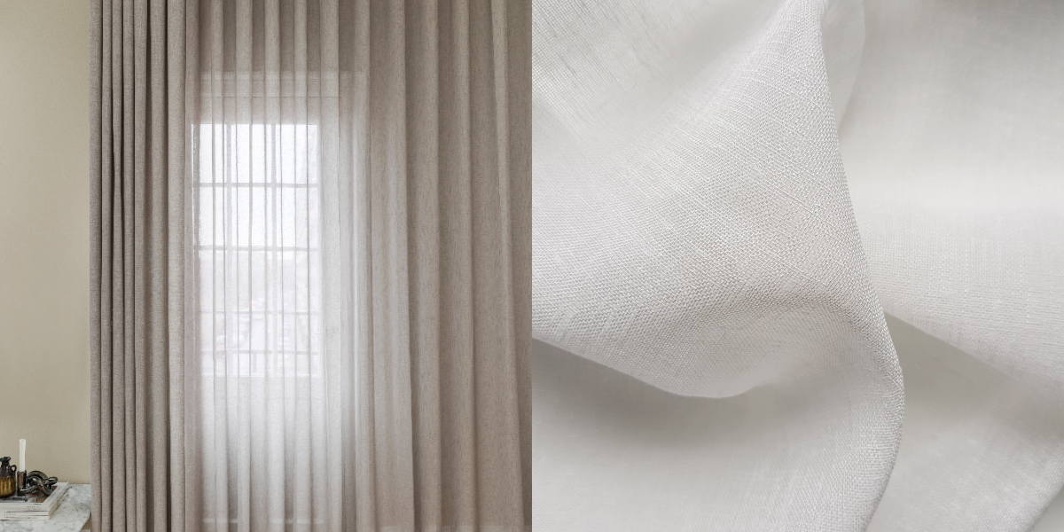 Tunn Linnestrukturgardin Giza (Transparent) Veckband – Ooaki Living